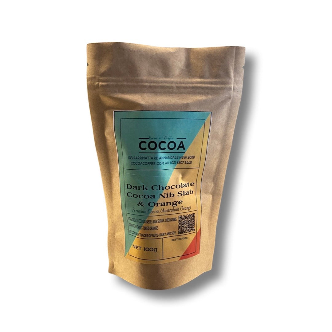 Dark Chocolate Cocoa Nib Slab & Orange – cocoacoffee.com.au